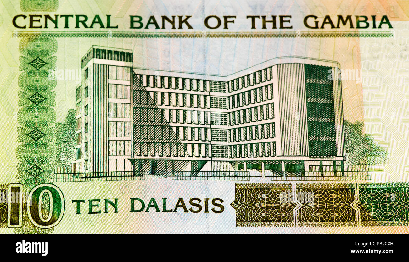 10 Gambian dalasi bank note. Gambian dalasi is the national currency of ...