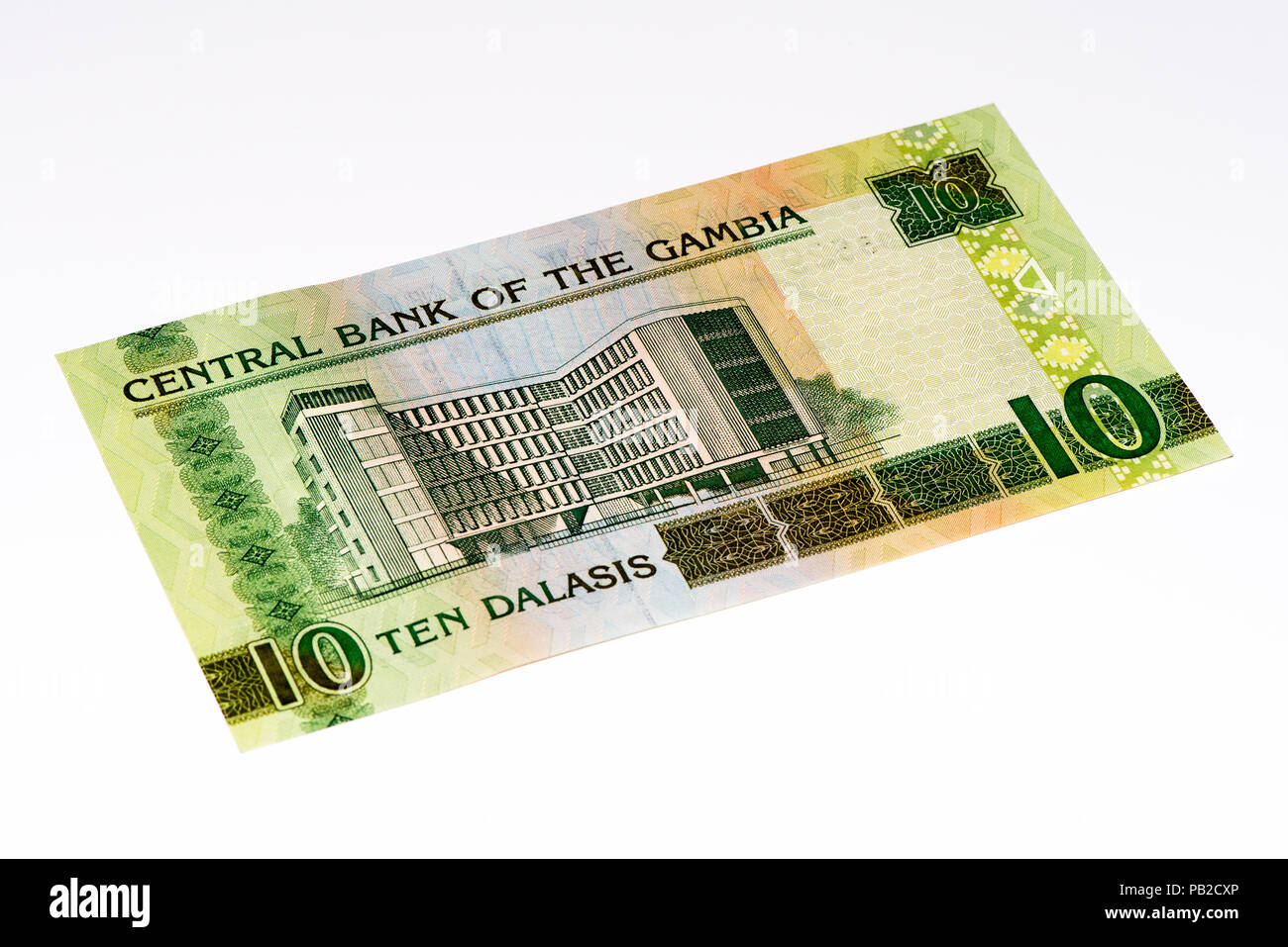 10 Gambian dalasi bank note. Gambian dalasi is the national currency of ...