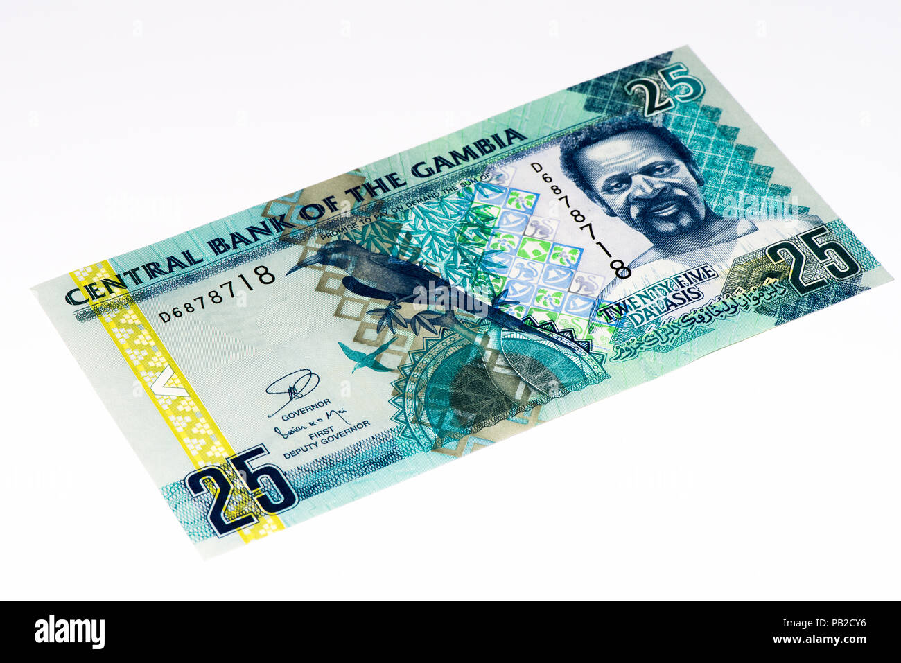 25 Gambian dalasi bank note. Gambian dalasi is the national currency of ...