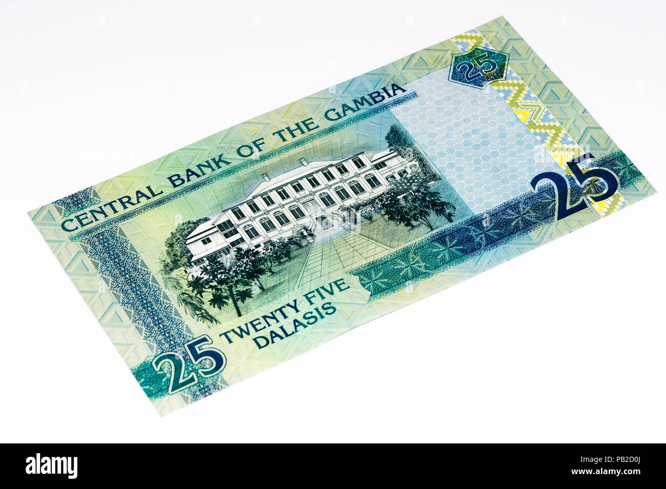 25 Gambian dalasi bank note. Gambian dalasi is the national currency of ...