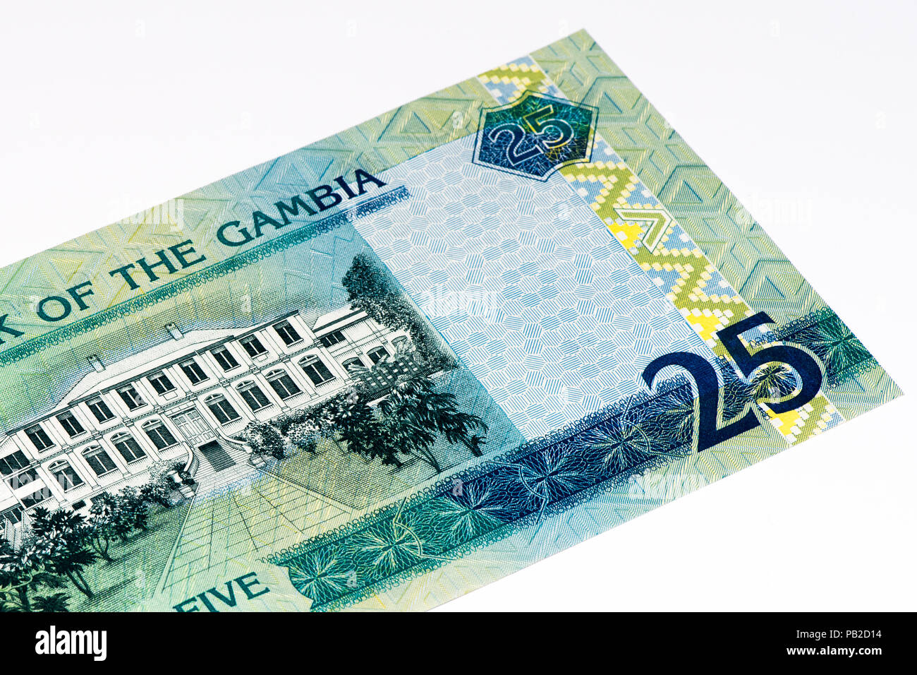 25 Gambian dalasi bank note. Gambian dalasi is the national currency of ...
