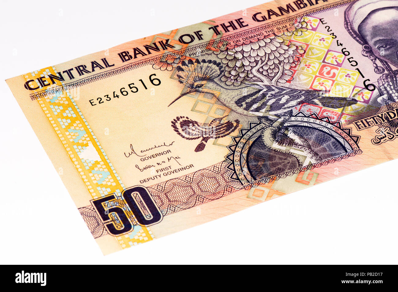 50 Gambian dalasi bank note. Gambian dalasi is the national currency of ...