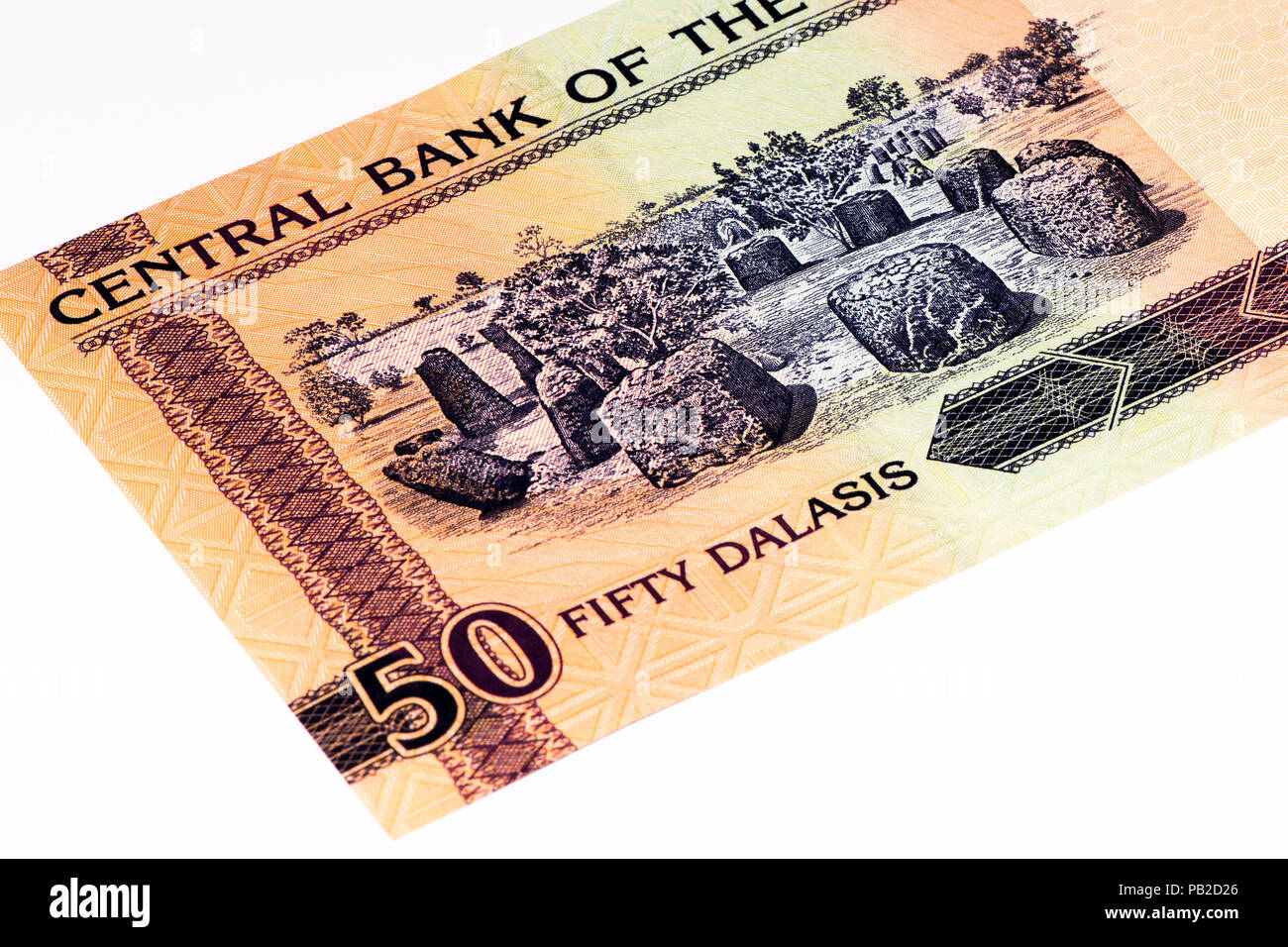 50 Gambian dalasi bank note. Gambian dalasi is the national currency of ...