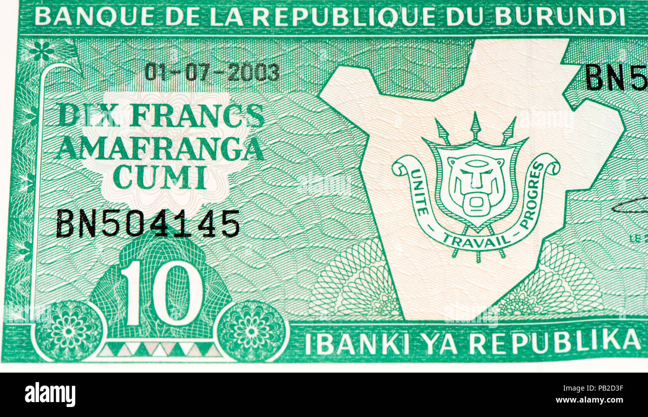 10 Burundian francs. Burundian franc is the national currency of ...
