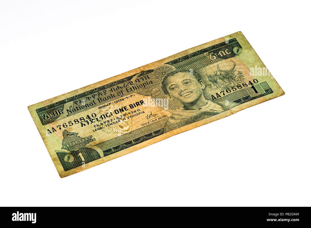 1 Ethiopian birr bank note. Birr is the national currency of Ethiopia ...