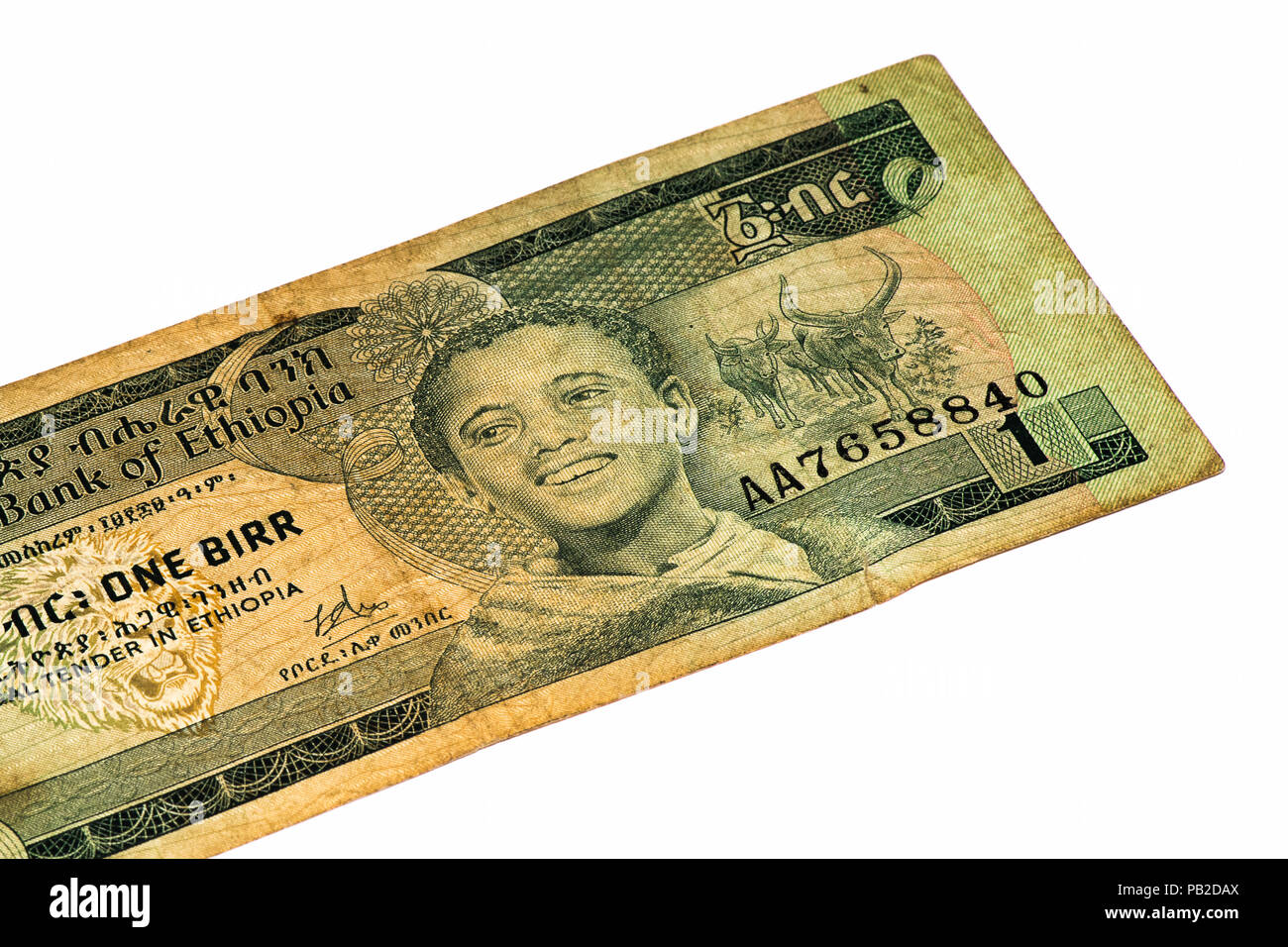 1 Ethiopian birr bank note. Birr is the national currency of Ethiopia ...