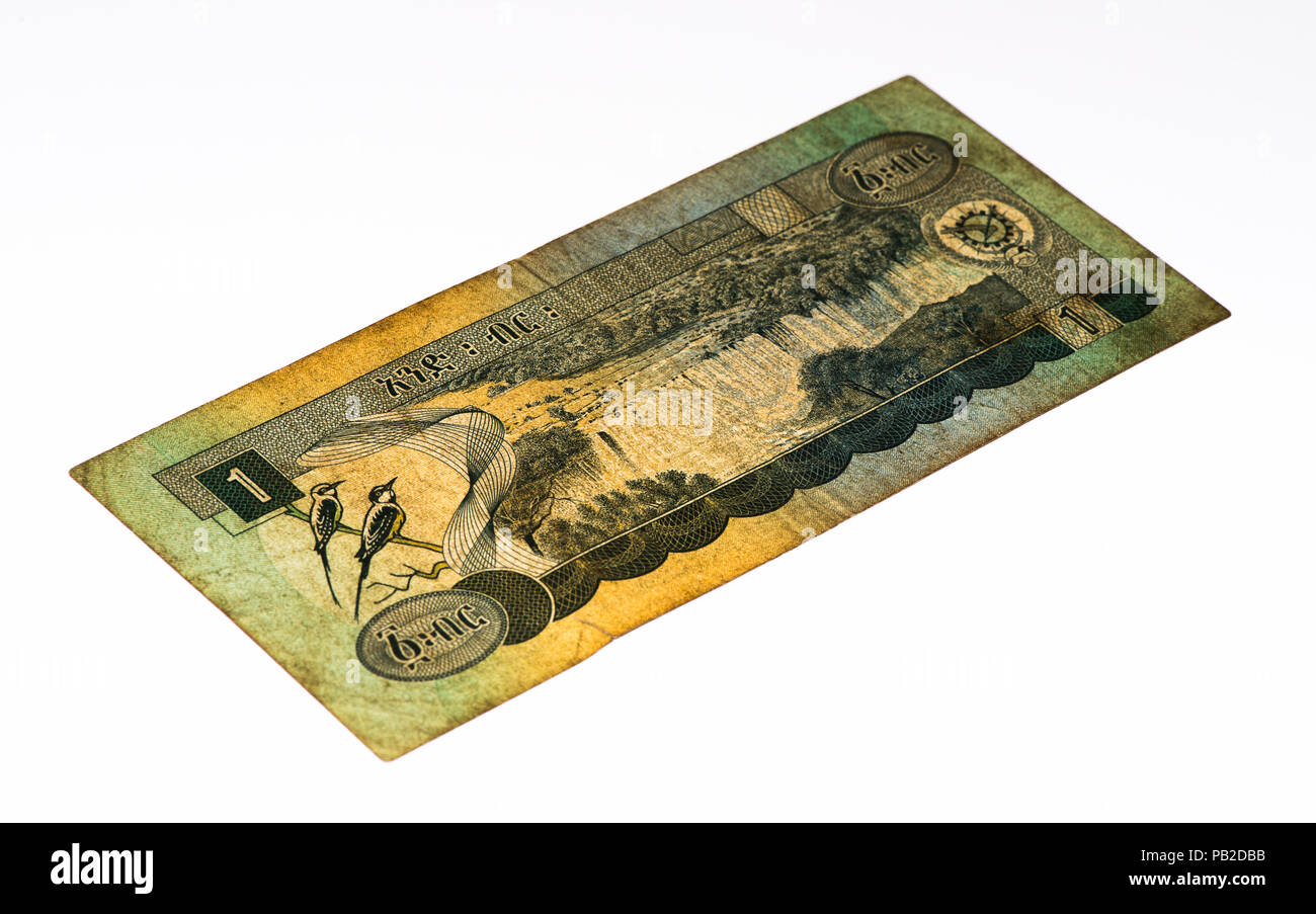 1 Ethiopian birr bank note. Birr is the national currency of Ethiopia ...