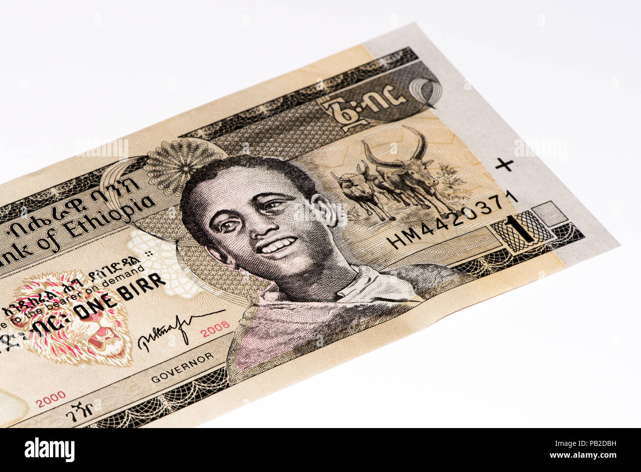 1 Ethiopian birr bank note. Birr is the national currency of Ethiopia ...