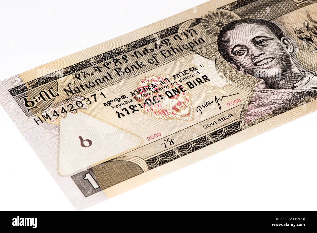 1 Ethiopian birr bank note. Birr is the national currency of Ethiopia ...