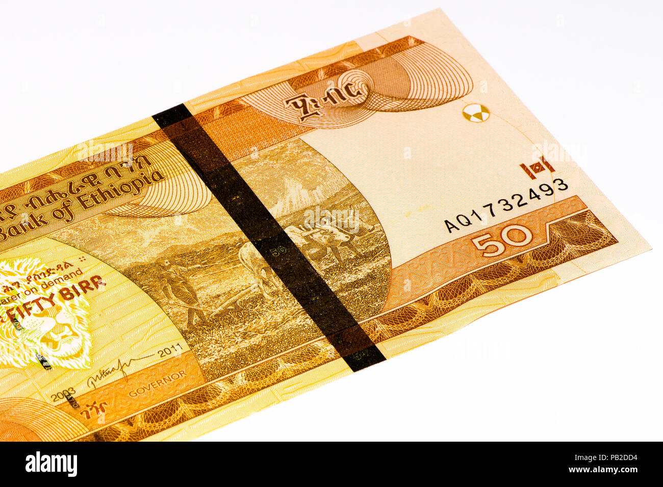 50 Ethiopian birr bank note. Birr is the national currency of Ethiopia ...