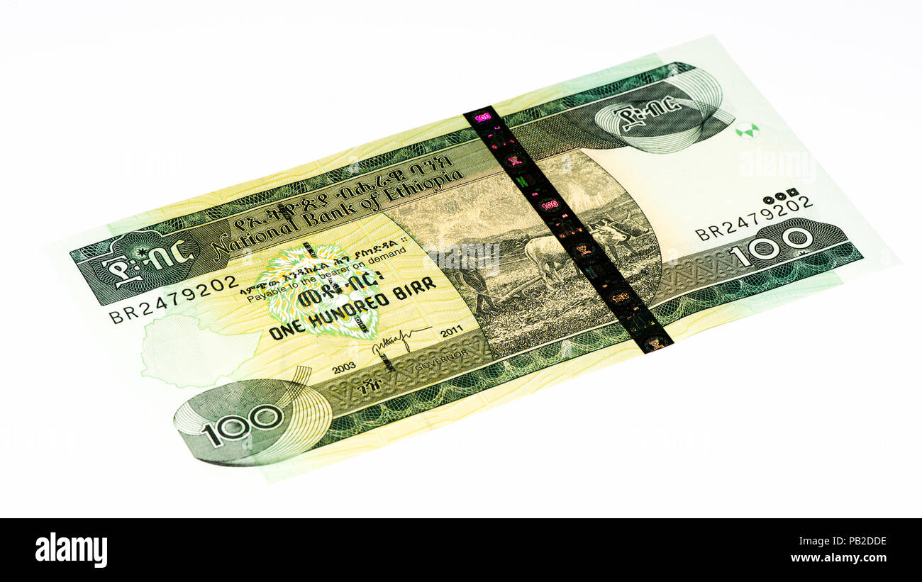 100 Ethiopian birr bank note. Birr is the national currency of Ethiopia ...