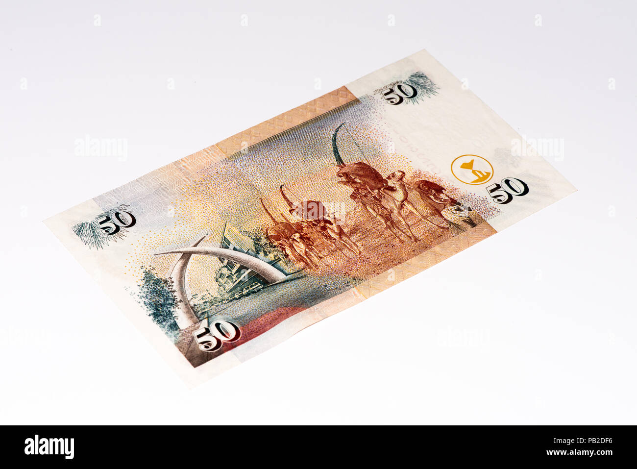 50 Kenyan shillings bank note of Kenya. Kenyan shilling is the national ...