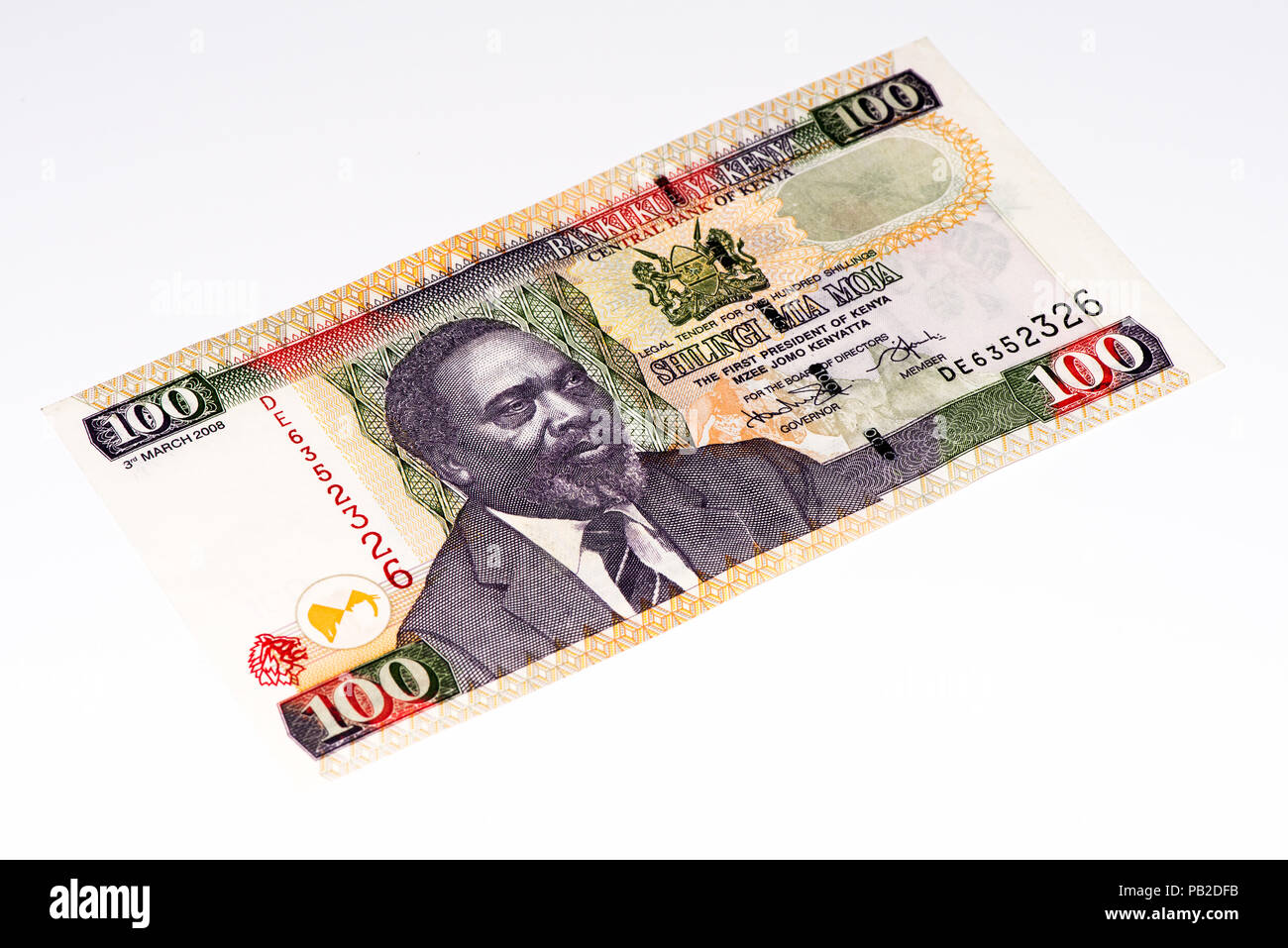 100 Kenyan shillings bank note of Kenya. Kenyan shilling is the ...