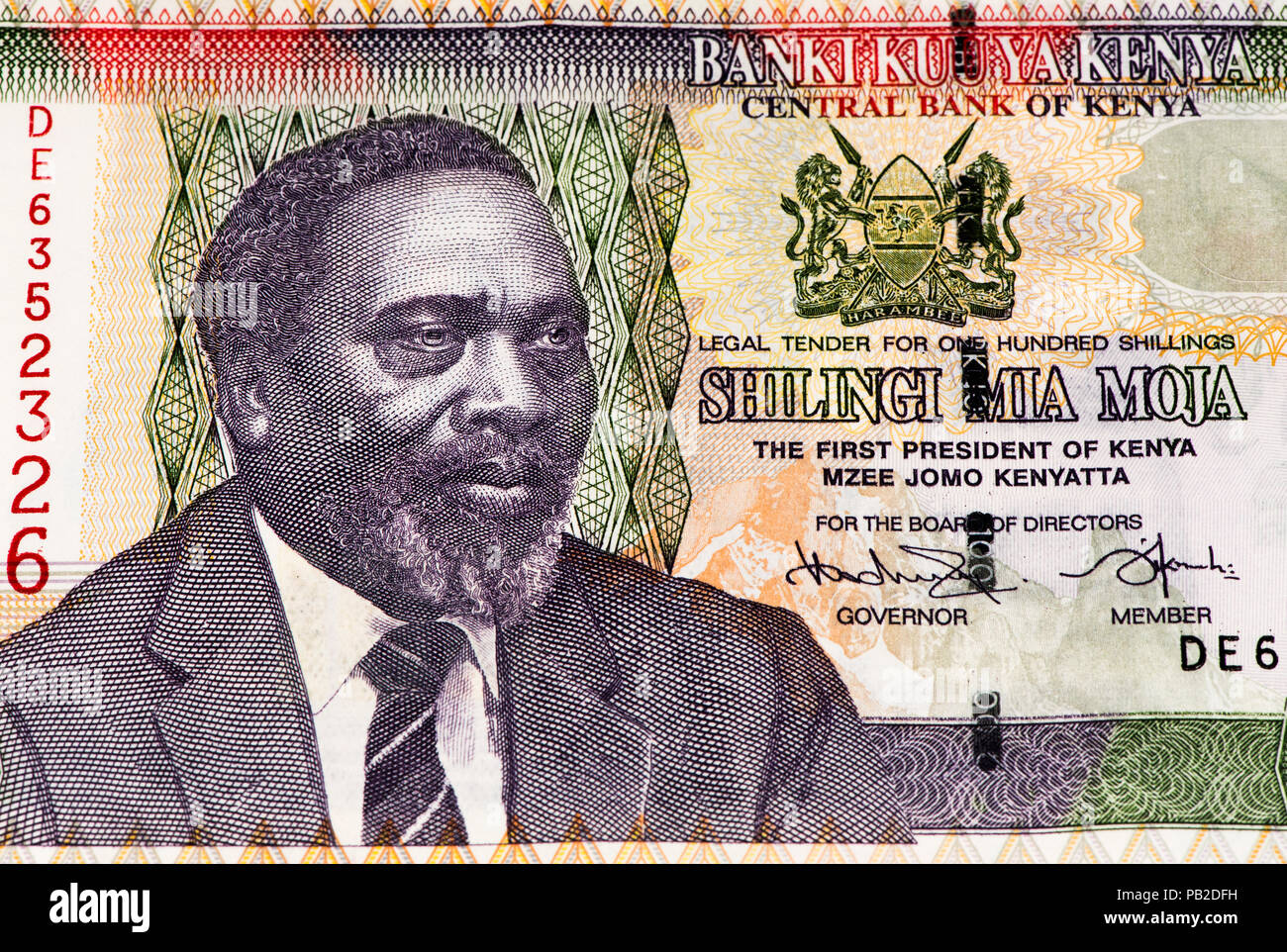 100 Kenyan shillings bank note of Kenya. Kenyan shilling is the ...