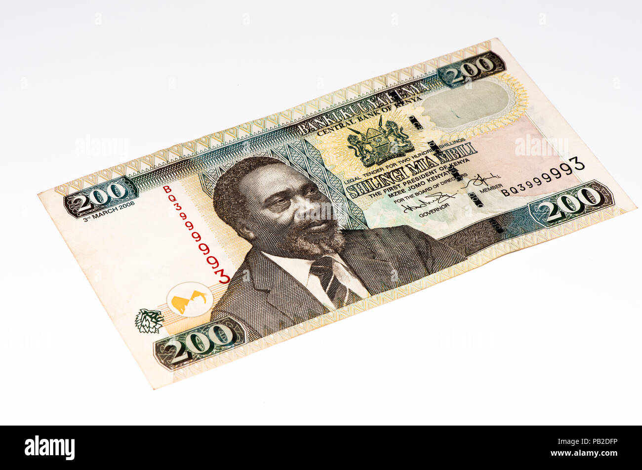 200 Kenyan shillings bank note of Kenya. Kenyan shilling is the ...