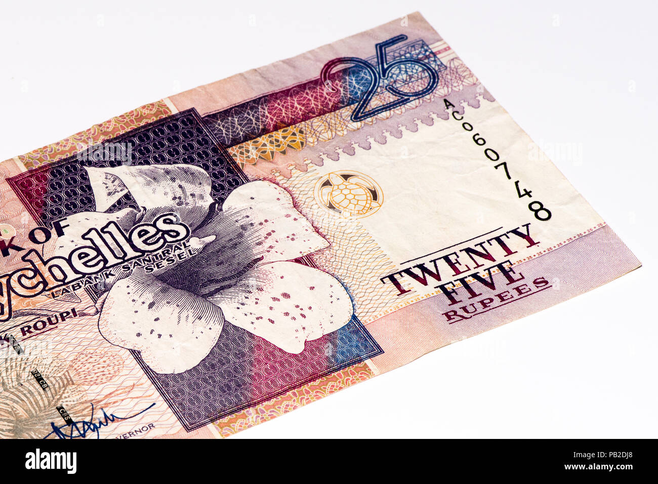 25 Seychellois rupee bank note, the national currency of Seychelles ...