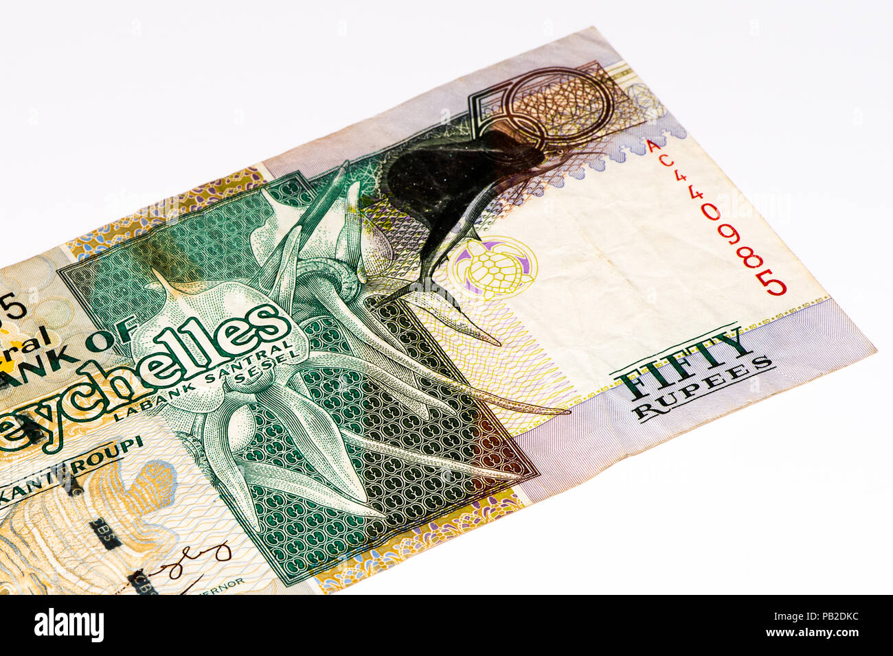 50 Seychellois rupee bank note, the national currency of Seychelles ...