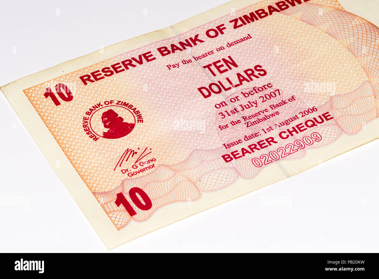 10 Zimbabwe dollars bank note. One of manny currences in Zimbabwe Stock ...