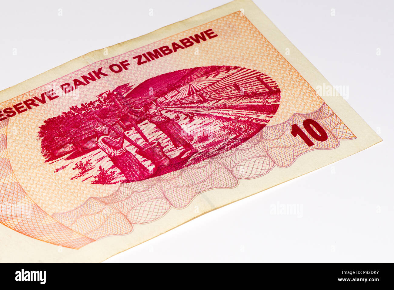 10 Zimbabwe dollars bank note. One of manny currences in Zimbabwe Stock ...