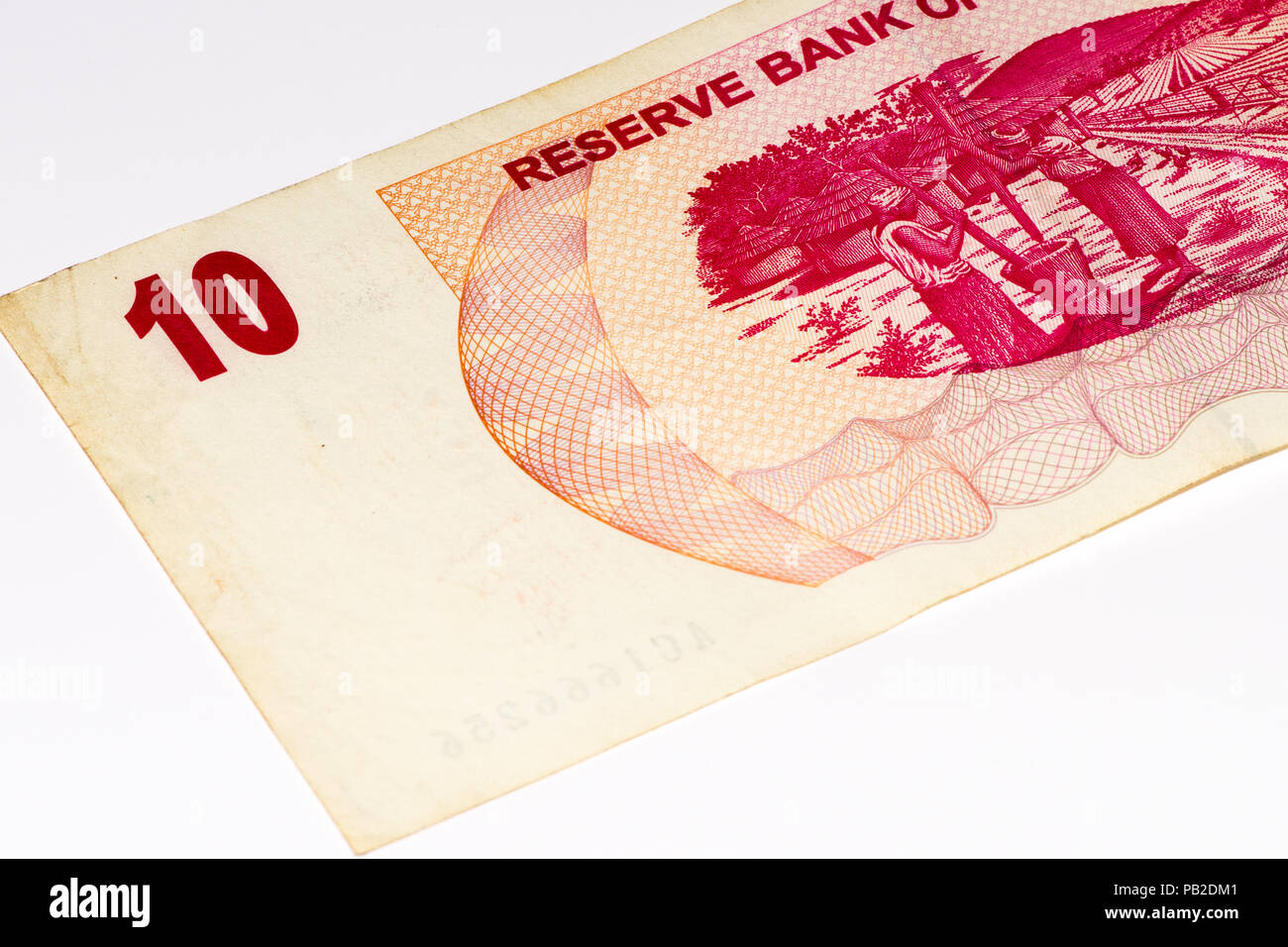 10 Zimbabwe dollars bank note. One of manny currences in Zimbabwe Stock ...