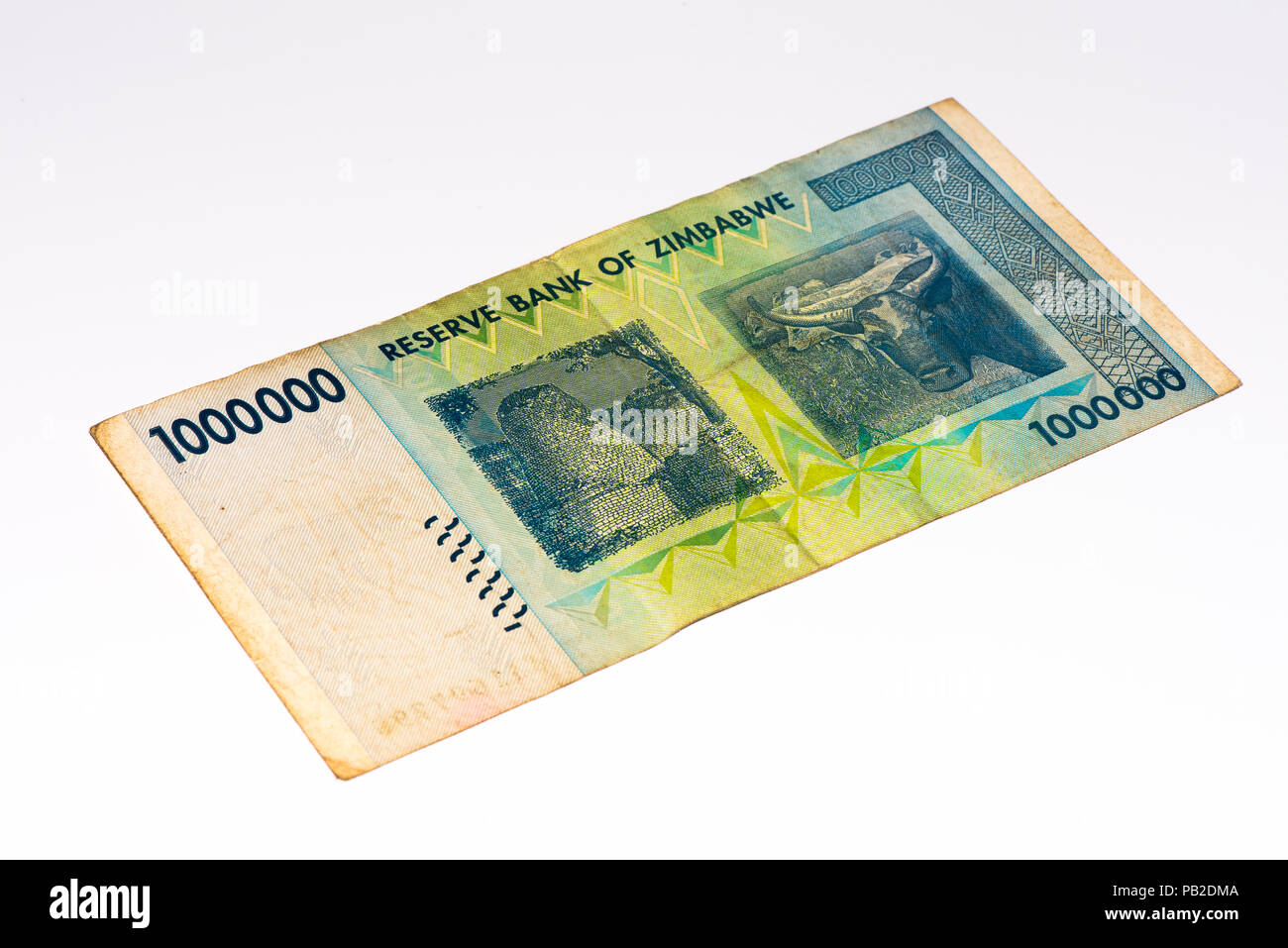 1000000 (One million) Zimbabwe dollars bank note. One of manny ...