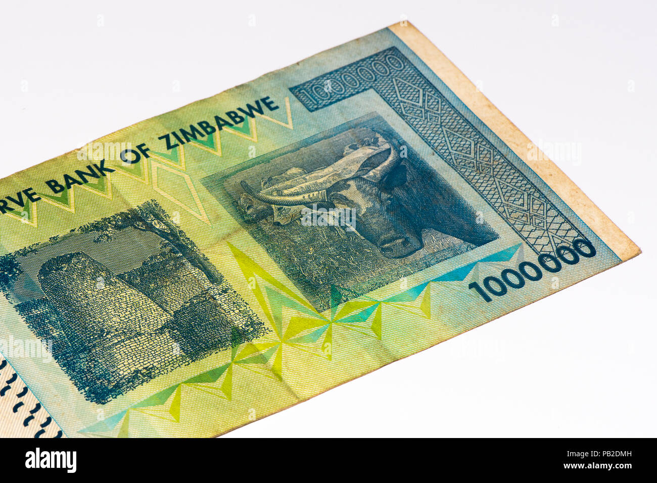 1000000 (One million) Zimbabwe dollars bank note. One of manny ...