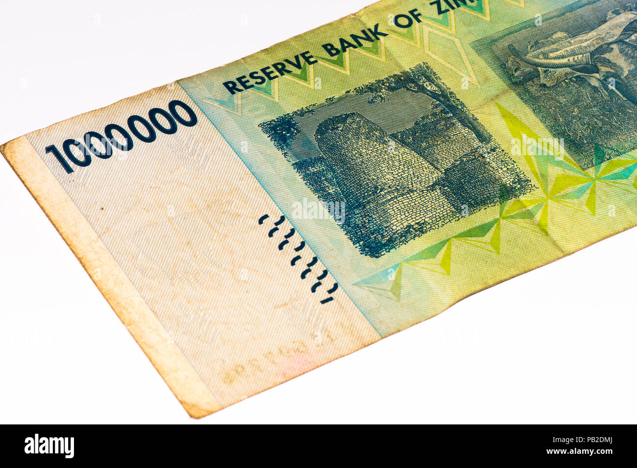 1000000 (One million) Zimbabwe dollars bank note. One of manny ...