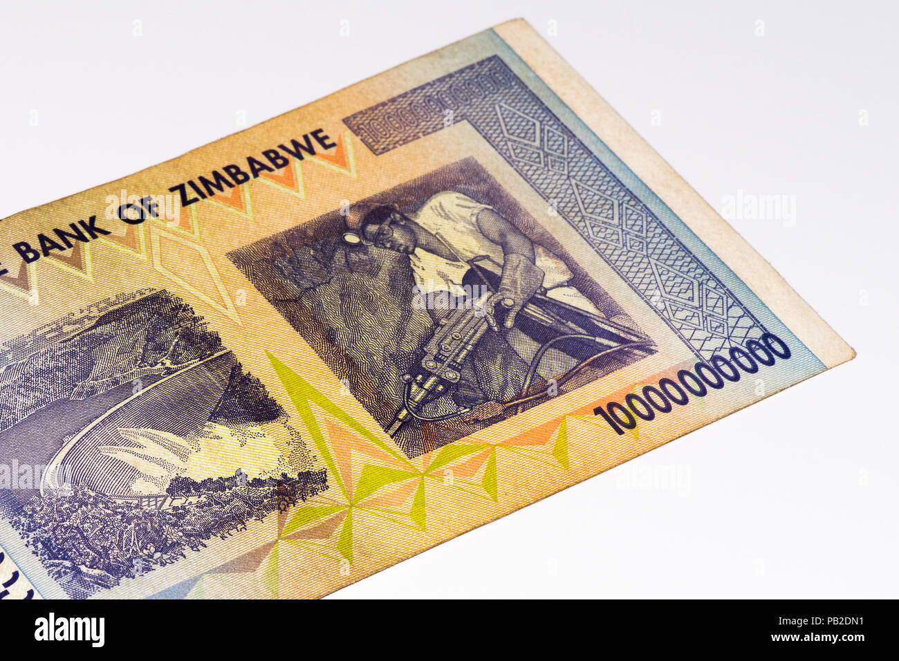 10000000000 (Ten billion) Zimbabwe dollars bank note. One of manny ...
