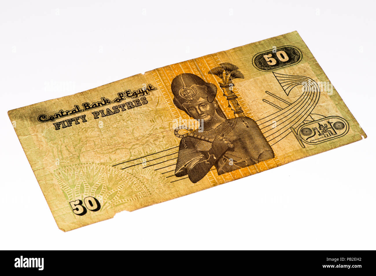 50 Egyptian piastre bank note. Piastre is the former currency of Egypt ...