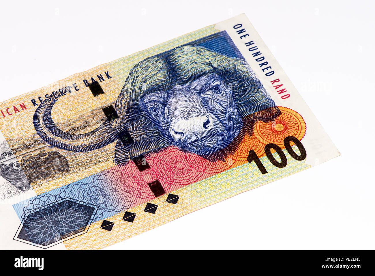 100 South African rands bank note. South African rands is the national currency of South Africa ...