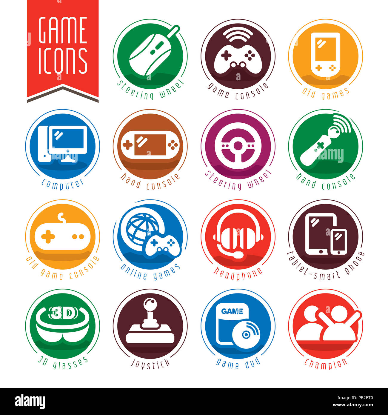 Game icon set hi-res stock photography and images - Alamy