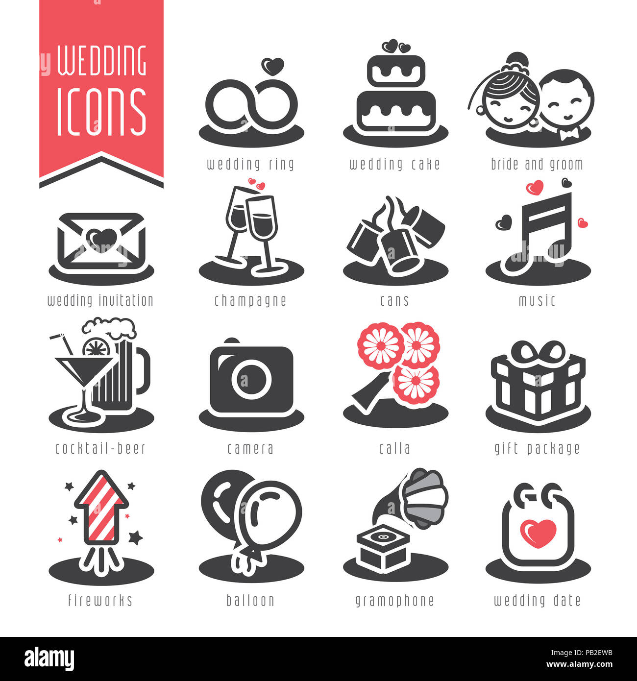 Wedding icon set Stock Photo - Alamy