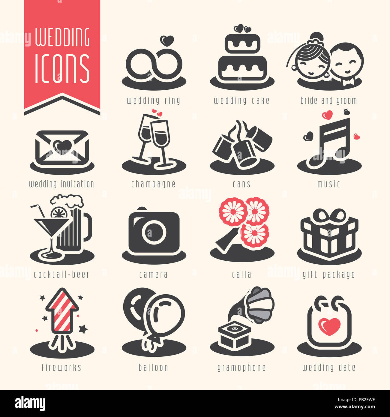 Wedding icon set Stock Photo - Alamy