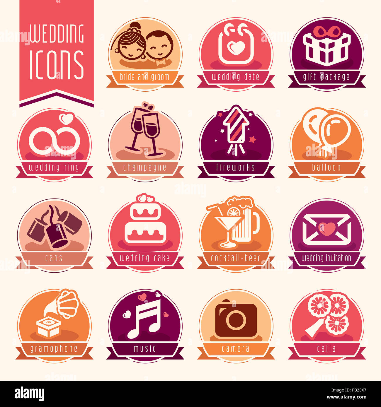 Wedding icon set Stock Photo - Alamy