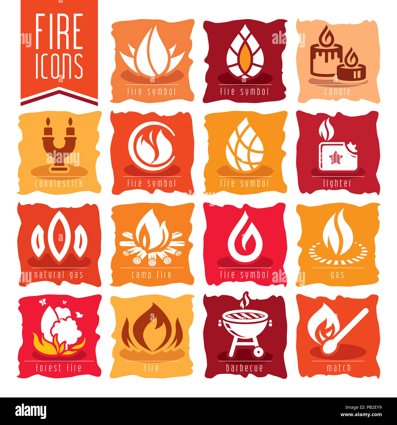 Fire icon set Stock Photo - Alamy