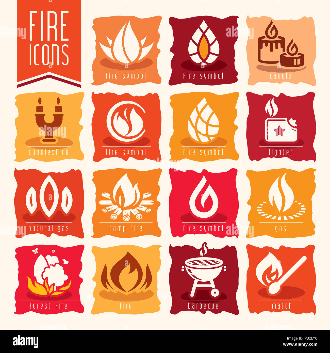 Fire icon set Stock Photo - Alamy