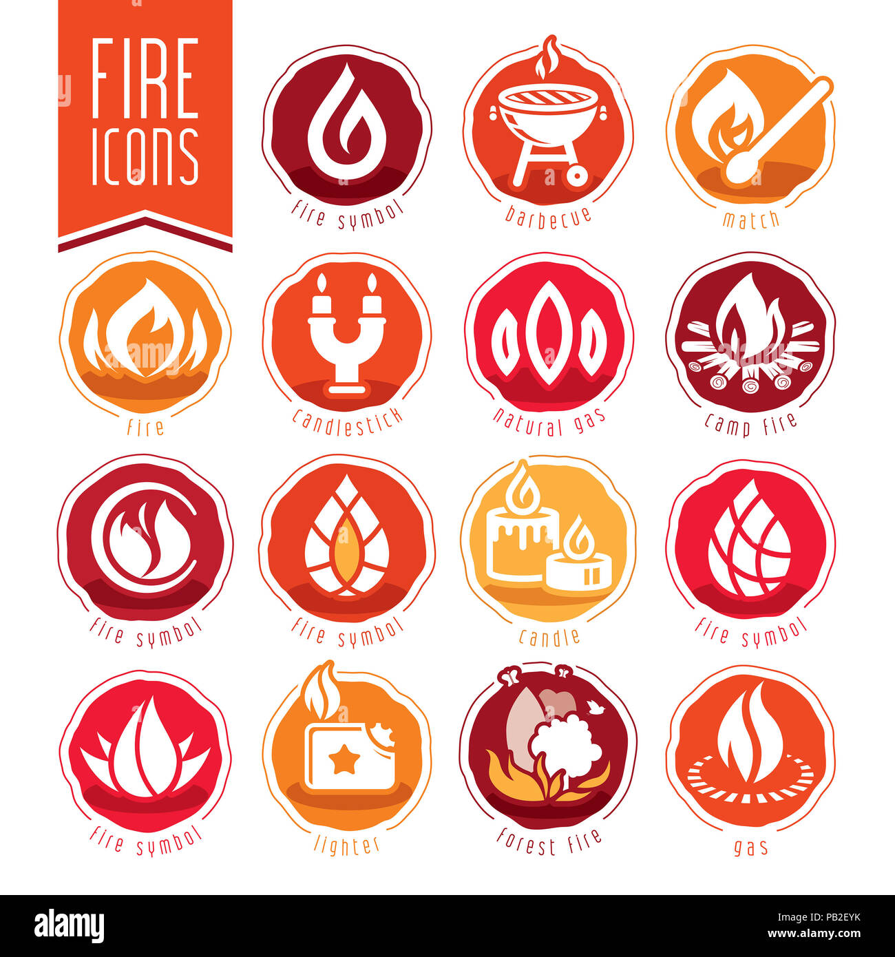 Fire icon set Stock Photo - Alamy