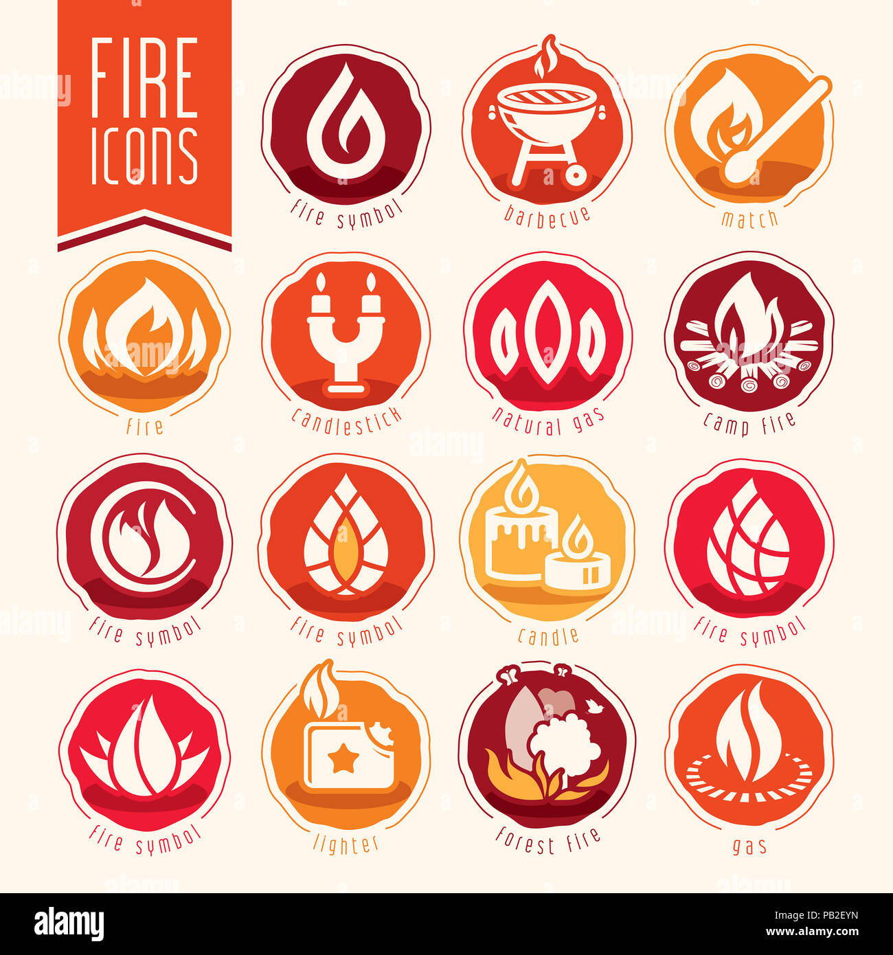 Fire icon set Stock Photo - Alamy