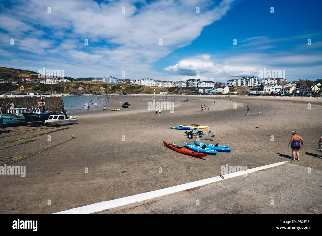 Port Erin bay looking towards the north and the headland at low tide ...