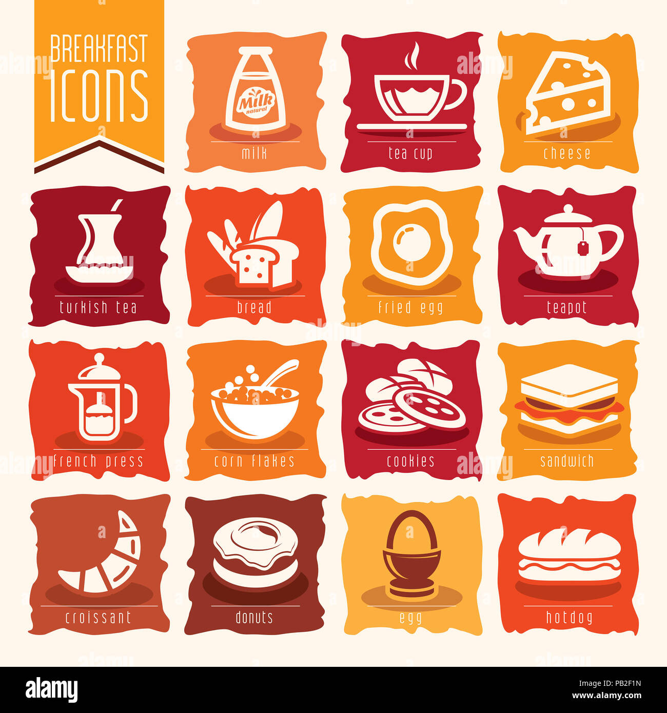 Breakfast icon set Stock Photo - Alamy
