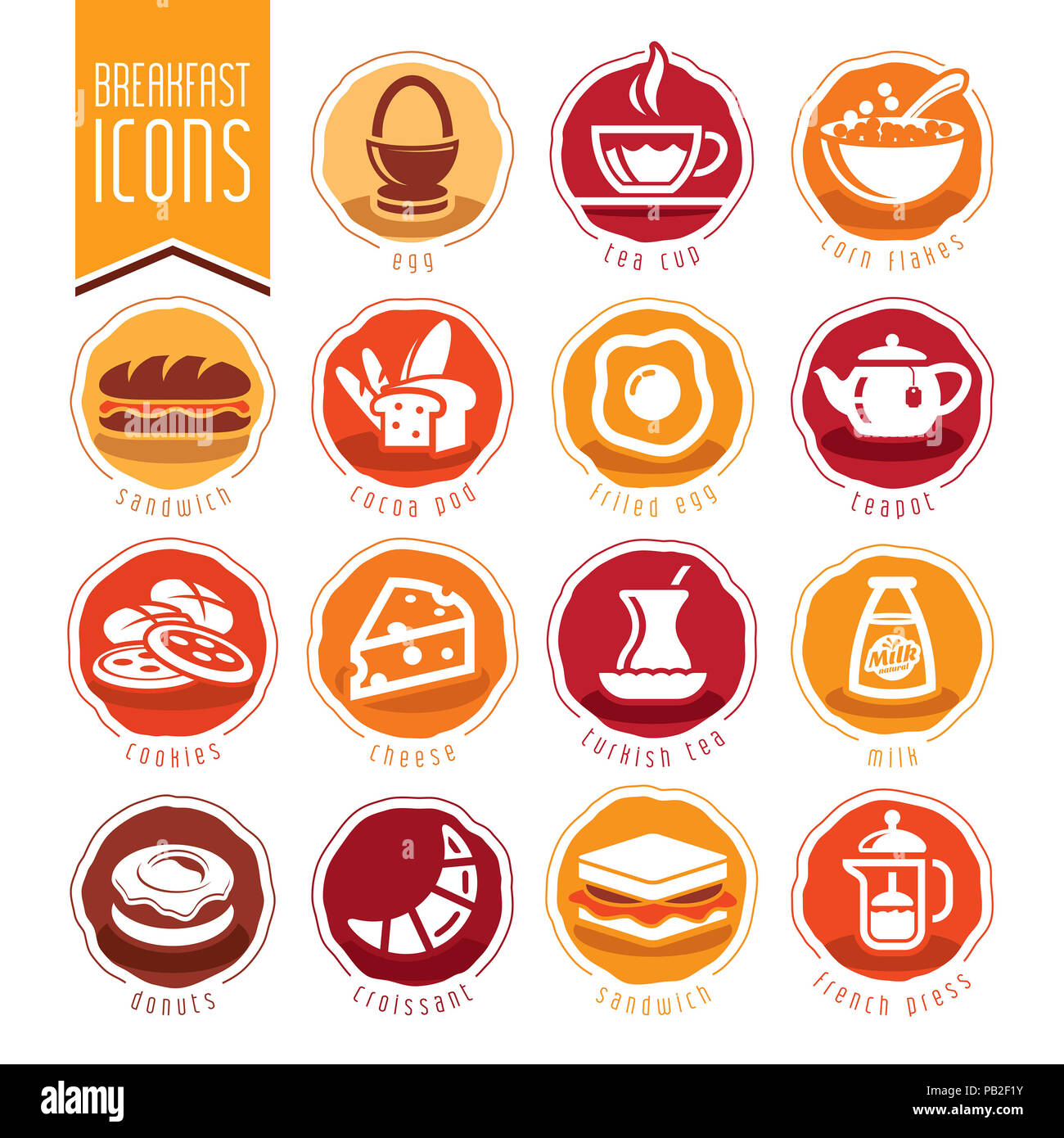 Breakfast icon set Stock Photo - Alamy