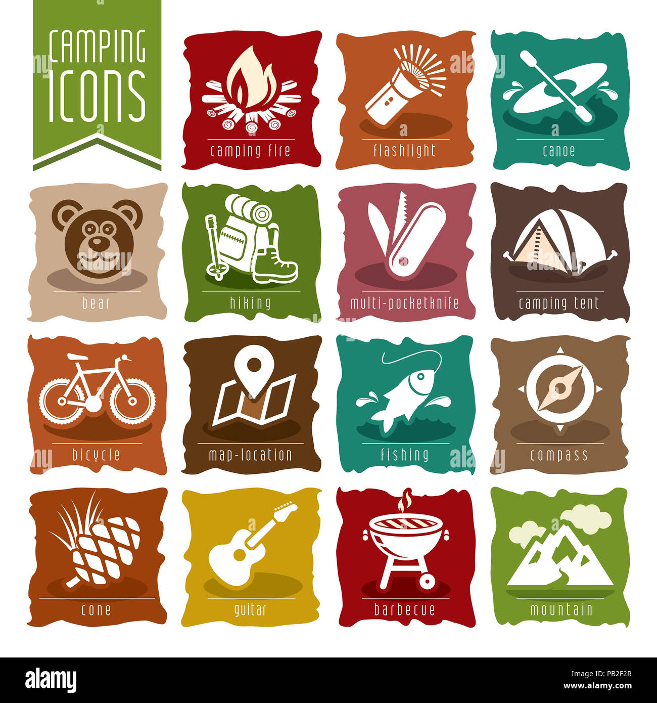 Camping icon set Stock Photo - Alamy