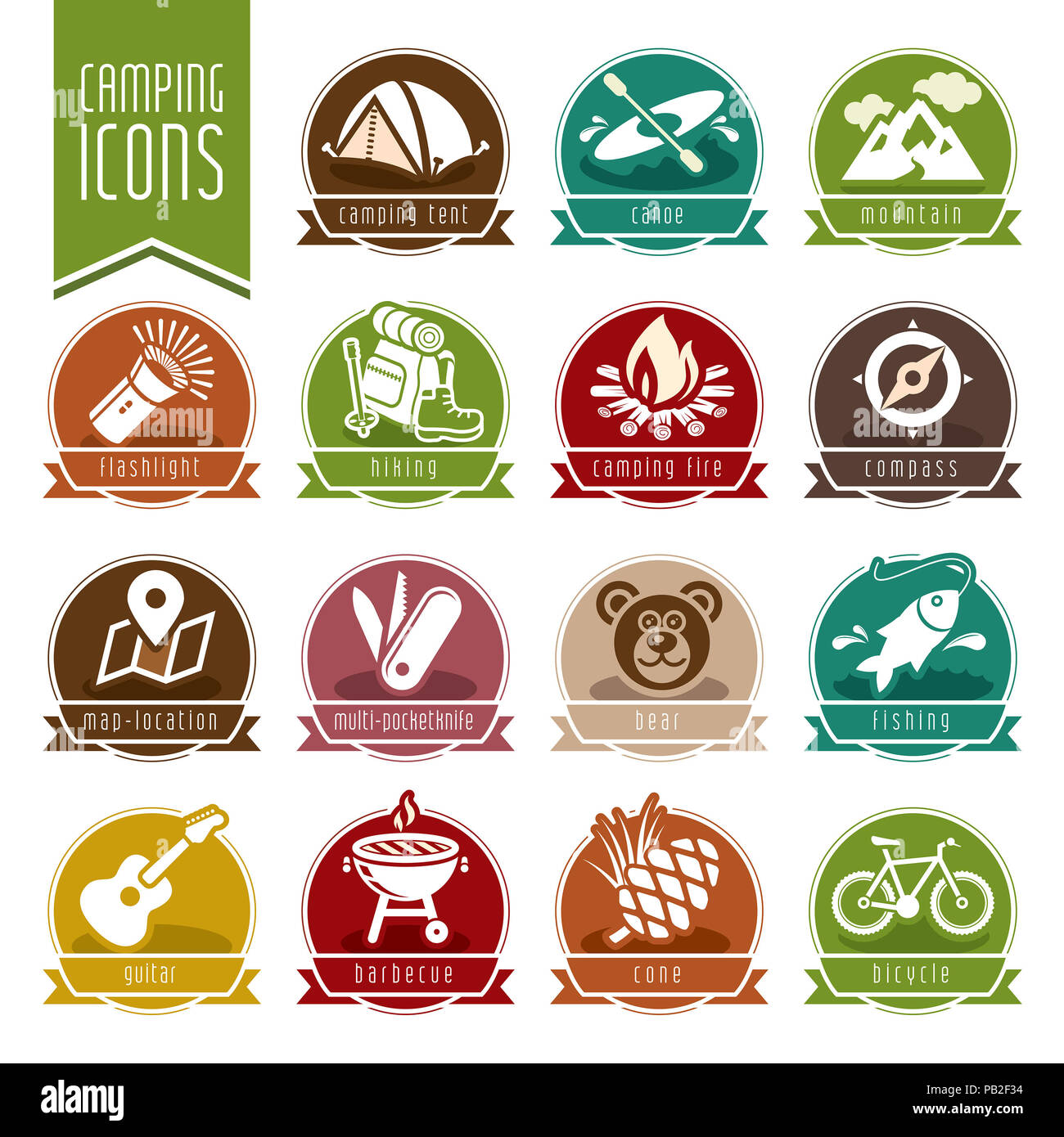 Camping icon set Stock Photo - Alamy