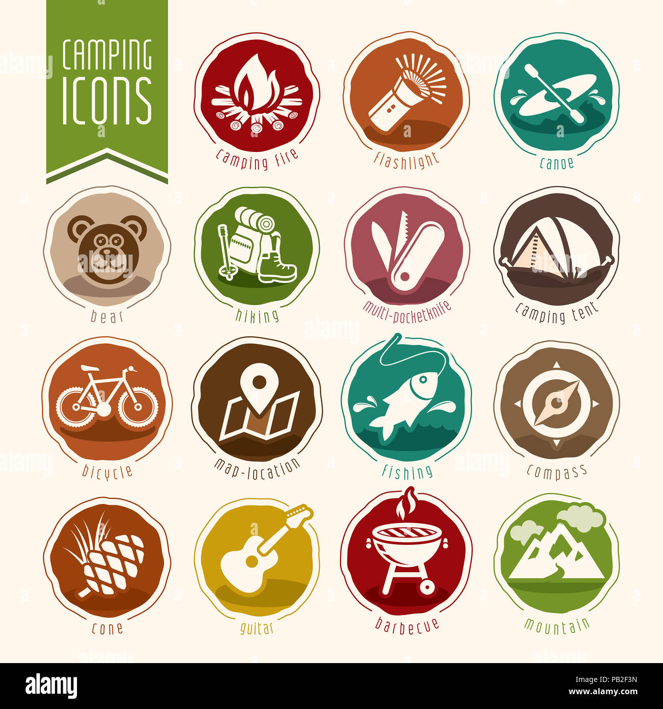 Camping icon set Stock Photo - Alamy