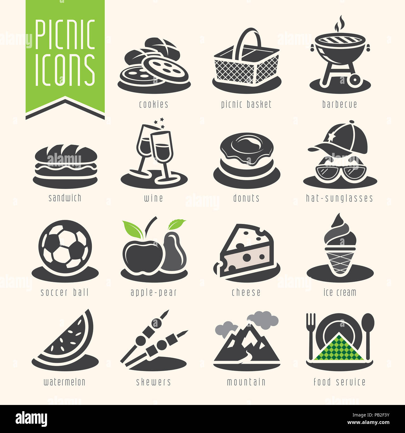 Picnic icon set Stock Photo - Alamy