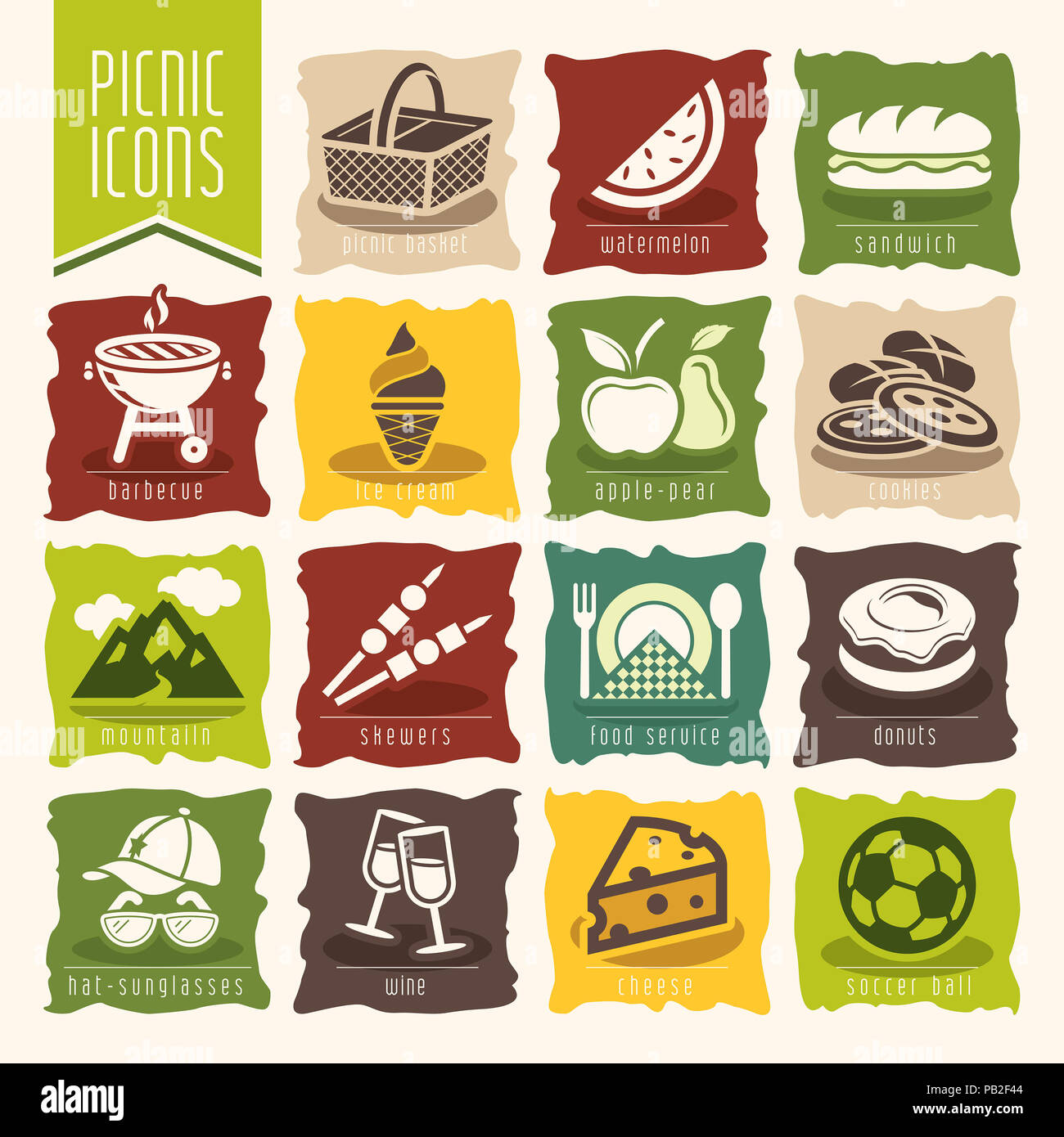 Picnic icon set Stock Photo - Alamy