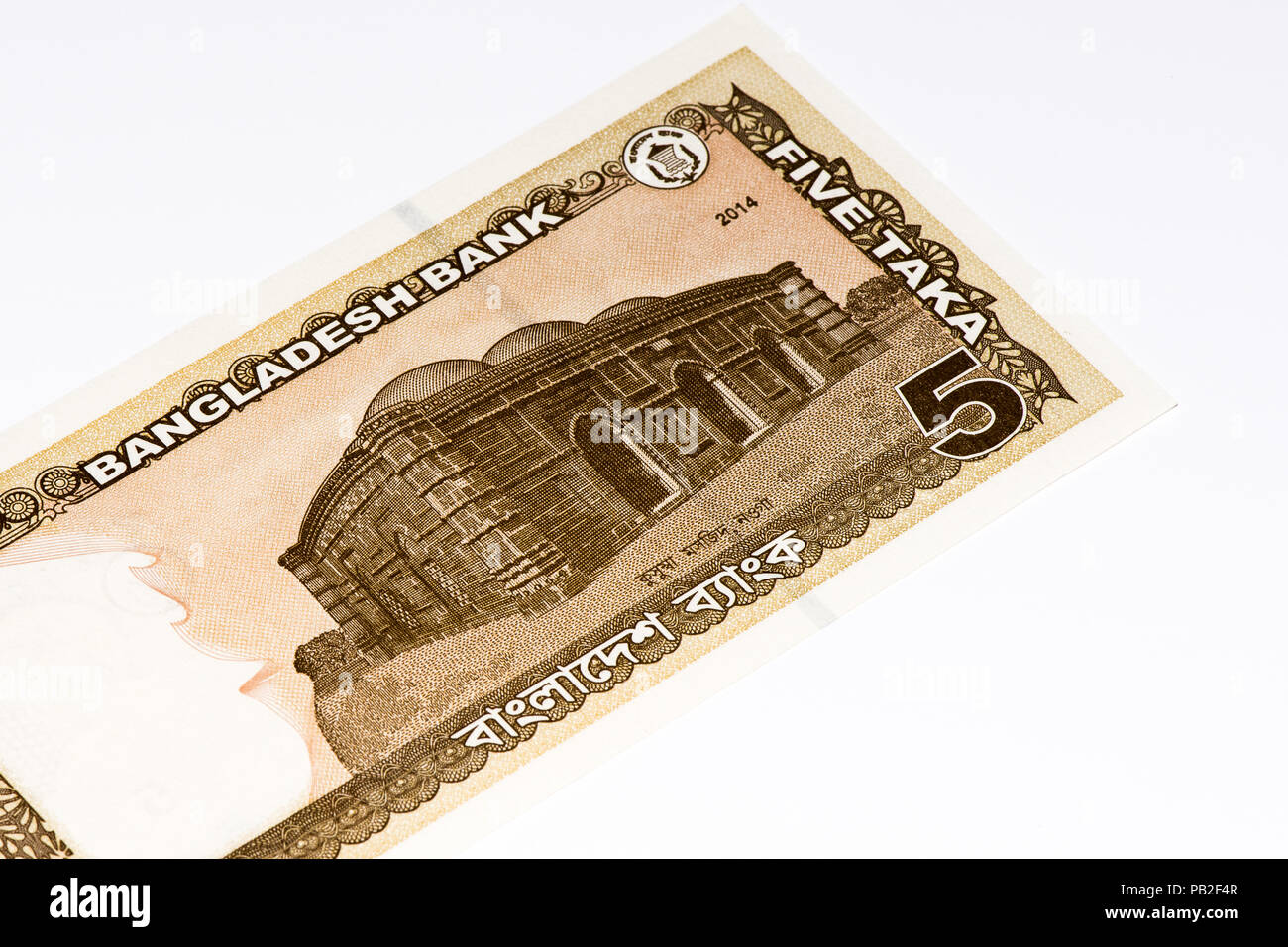 5 taka bank note. Taka is the national currency of Bangladesh Stock ...