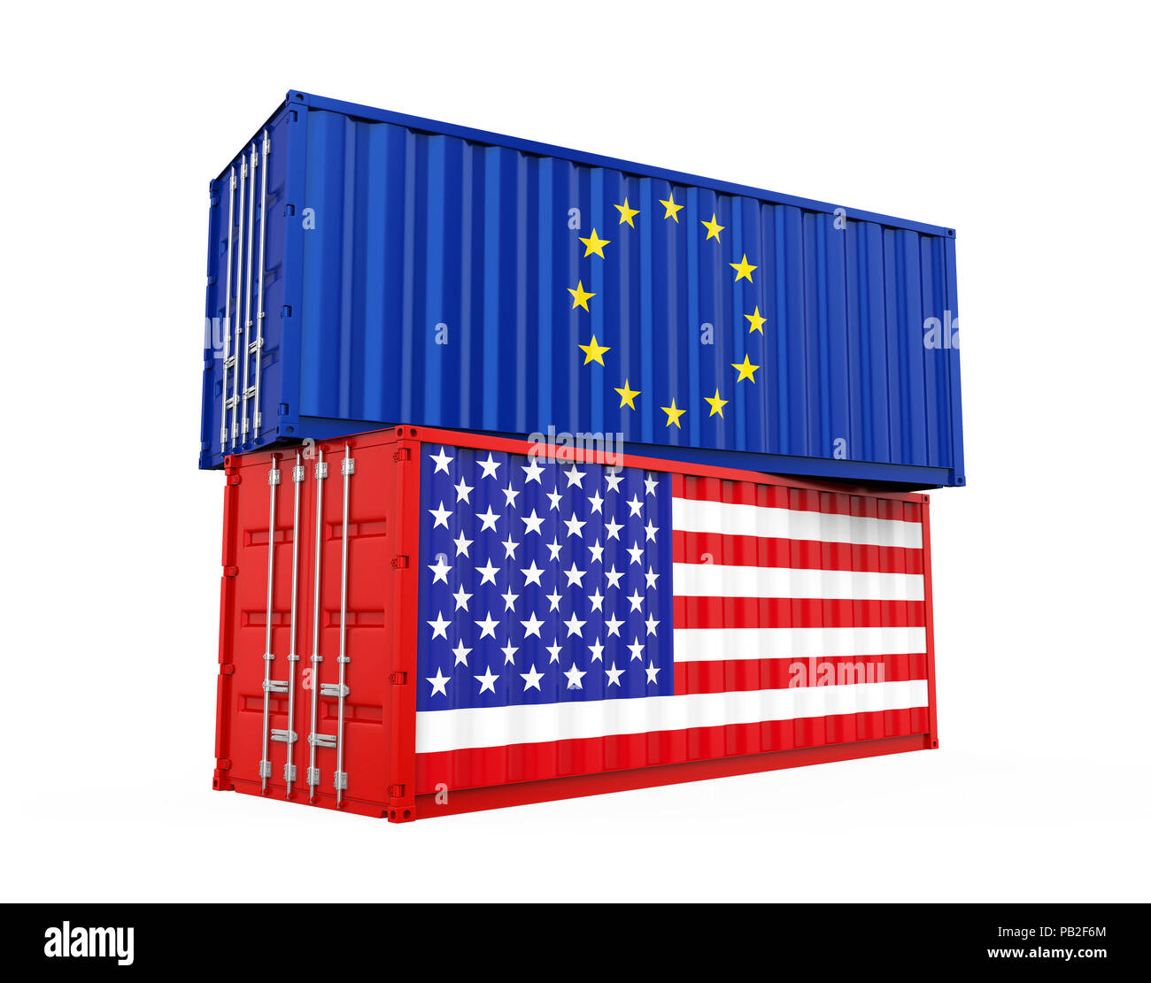 United States and European Union Cargo Container Isolated. Trade war ...