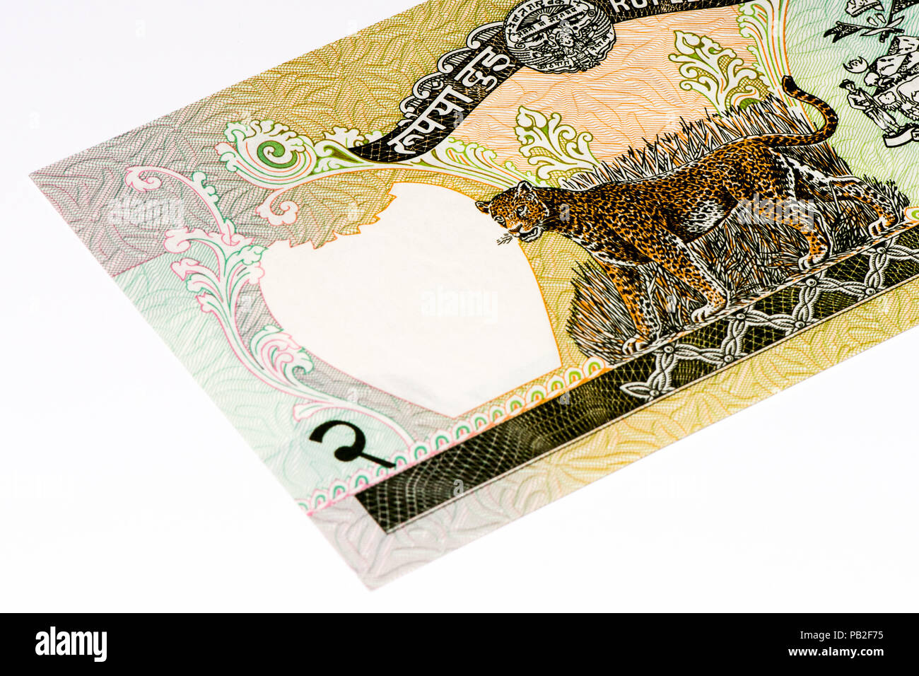 2 Nepalese rupee bank note. Nepalese rupee is the national currency of ...