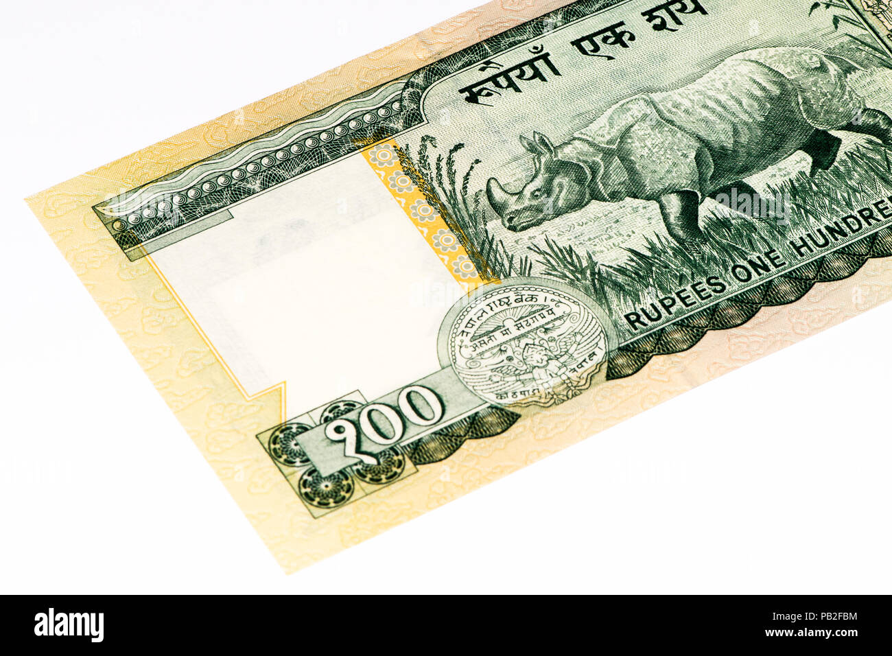 100 Nepalese rupee bank note. Nepalese rupee is the national currency ...
